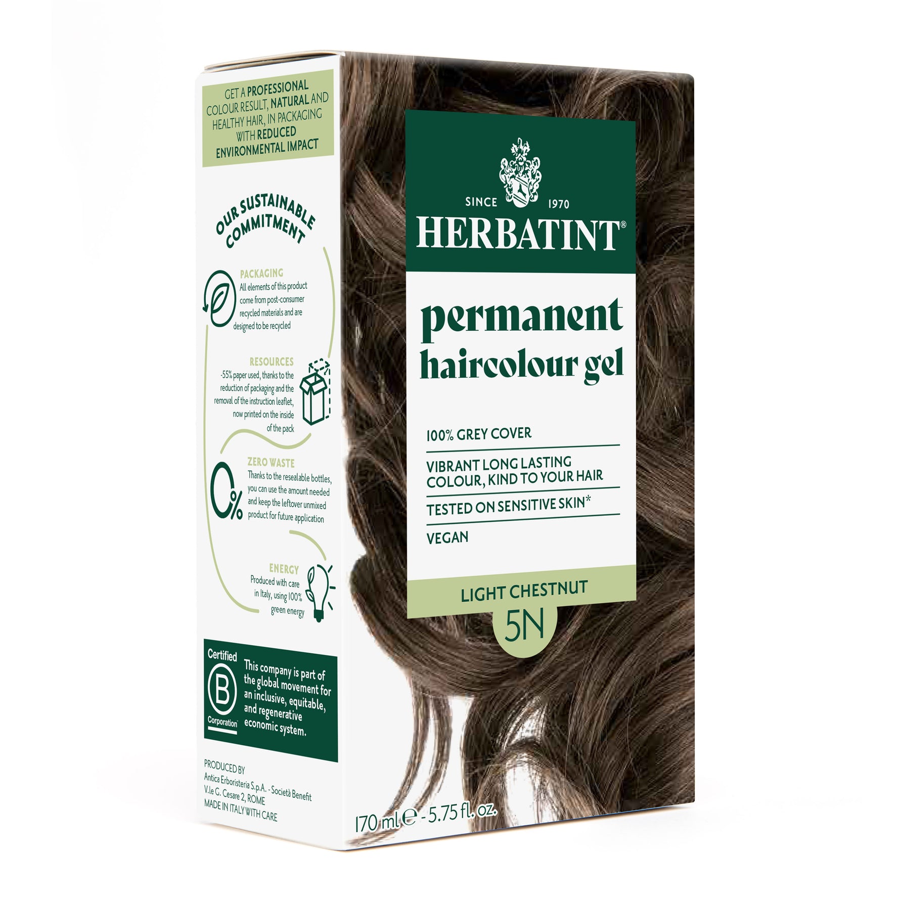 Permanent haircolour gel 5N Light Chestnut | Ammonia-Free Natural Hair ...